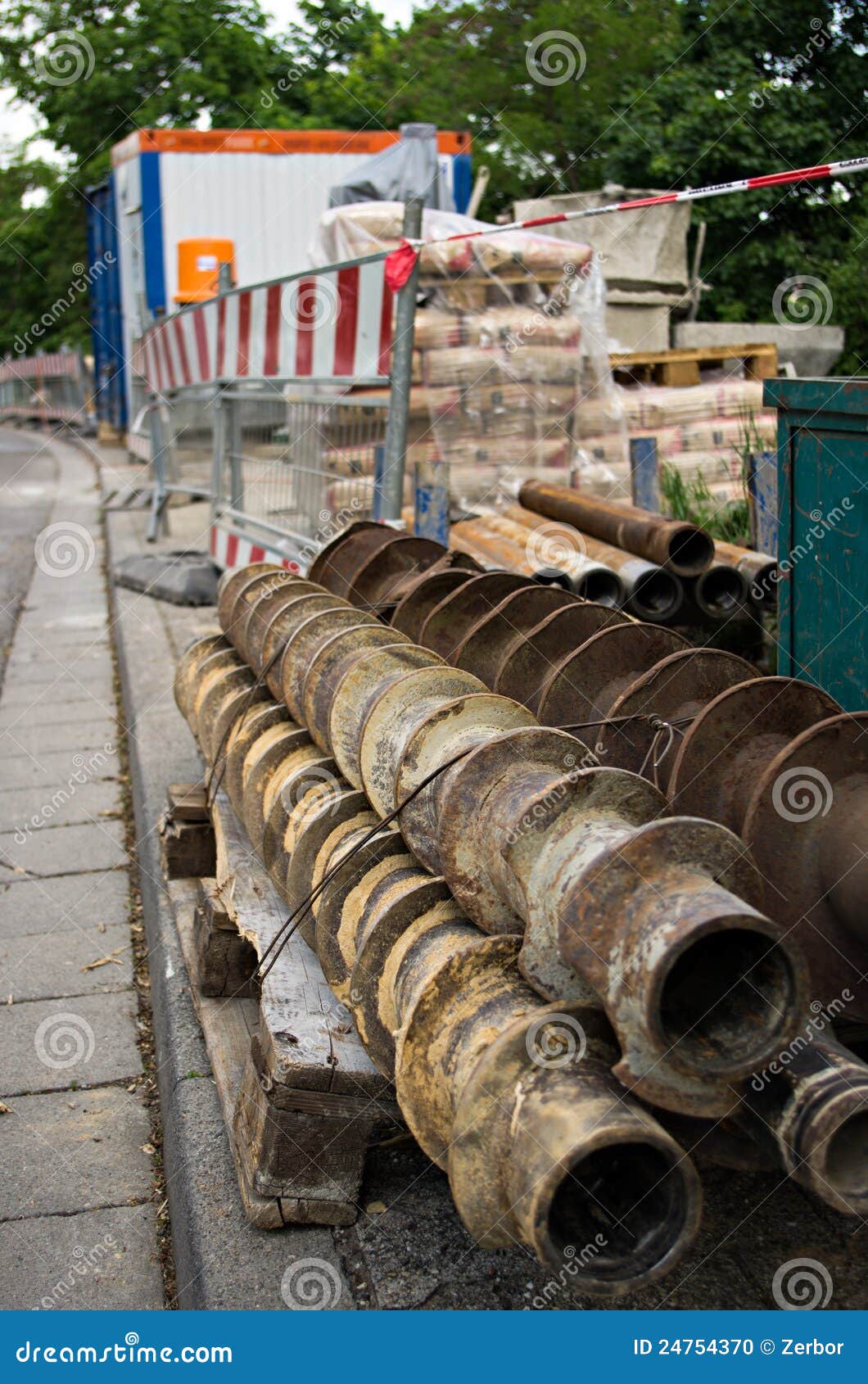 Construction Site with Auger Drills Stock Photo - Image of foundation ...