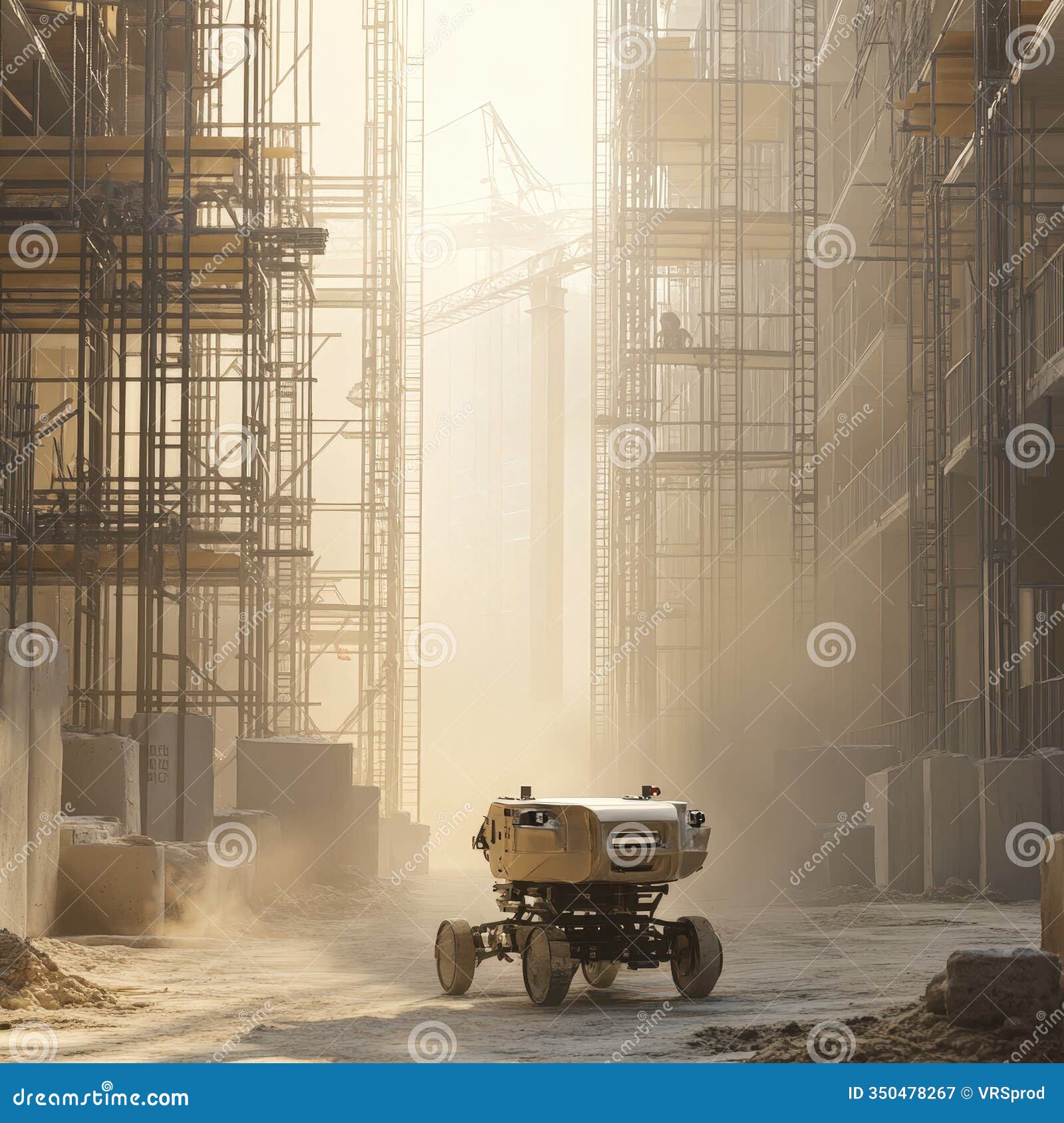 Construction Site with Autonomous Wheeled Robot Stock Image - Image of ...