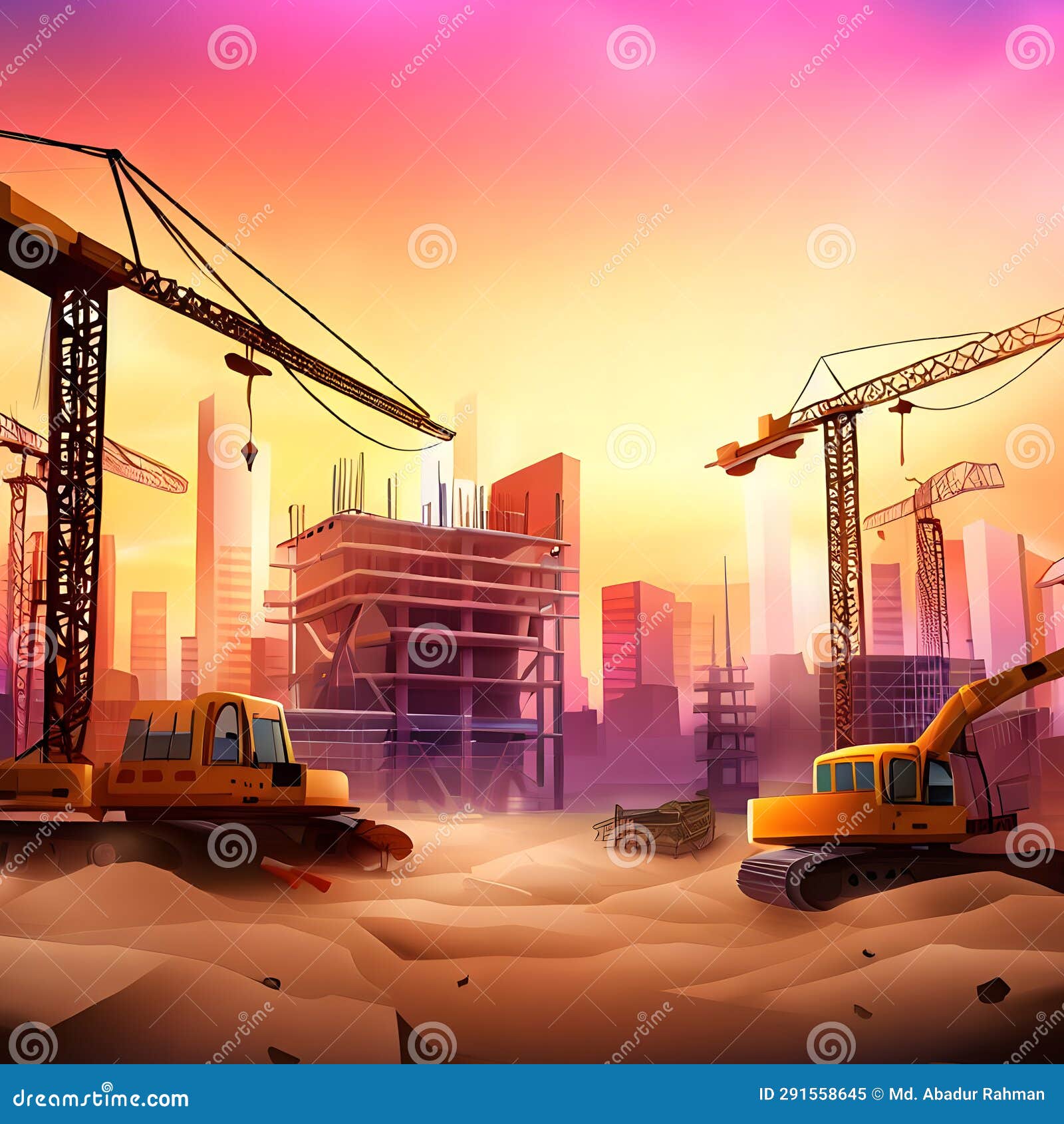 Construction Site Background with Construction Building and Instruments Ai Generated Stock ...