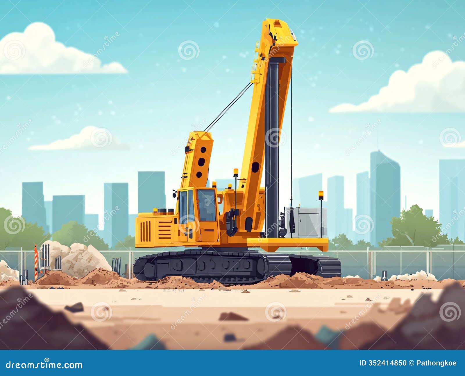 Construction Site Background. Pile Bore Machine. Bore Pile Rig Machine ...