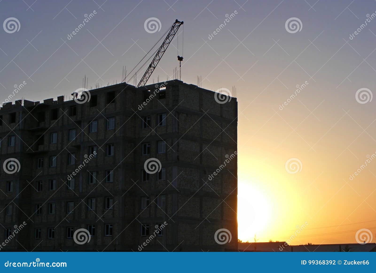 Construction Site on Background of the Sundown Sun Stock Photo - Image ...