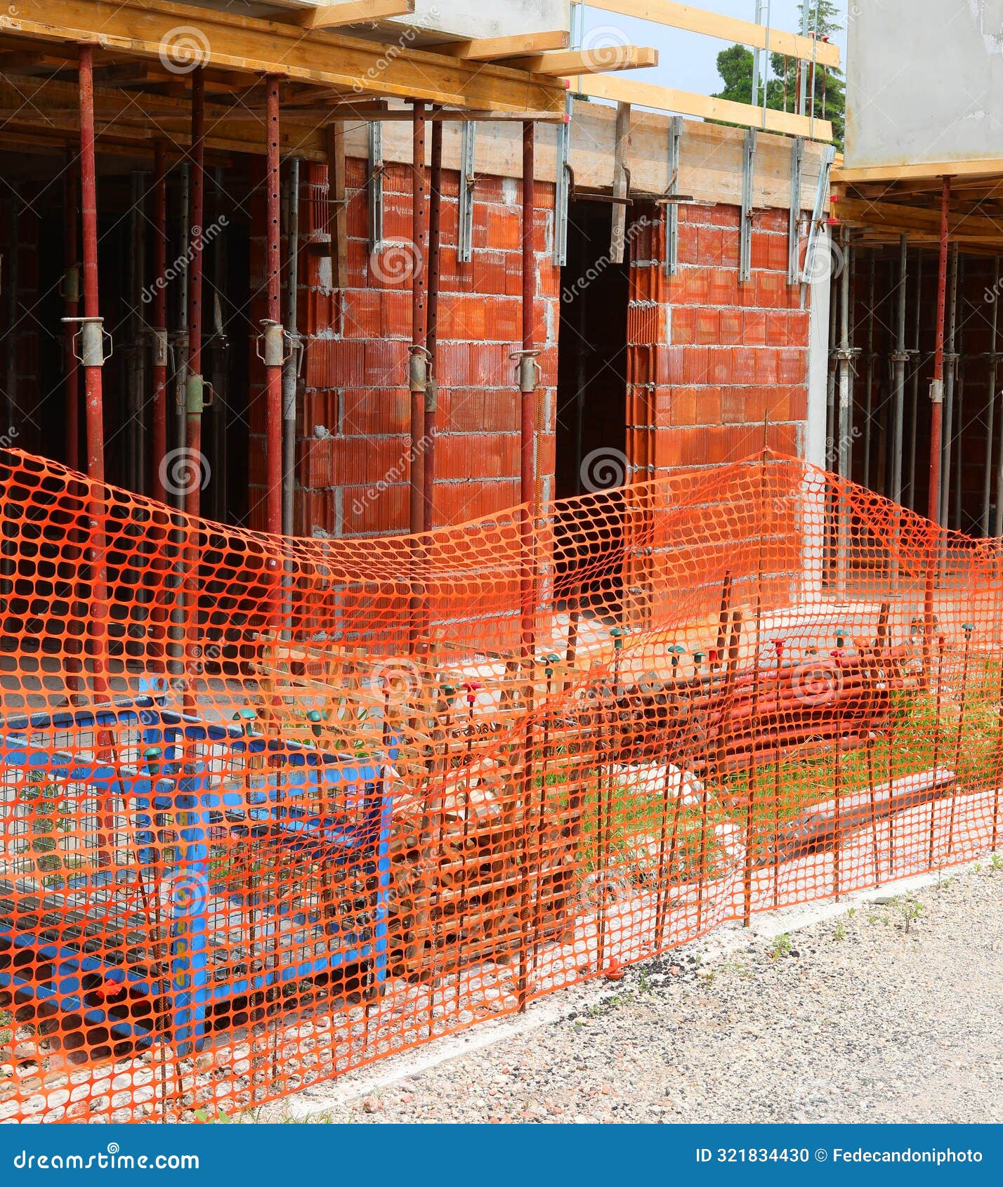 Construction Site Barrier Fence during Building Construction of a ...
