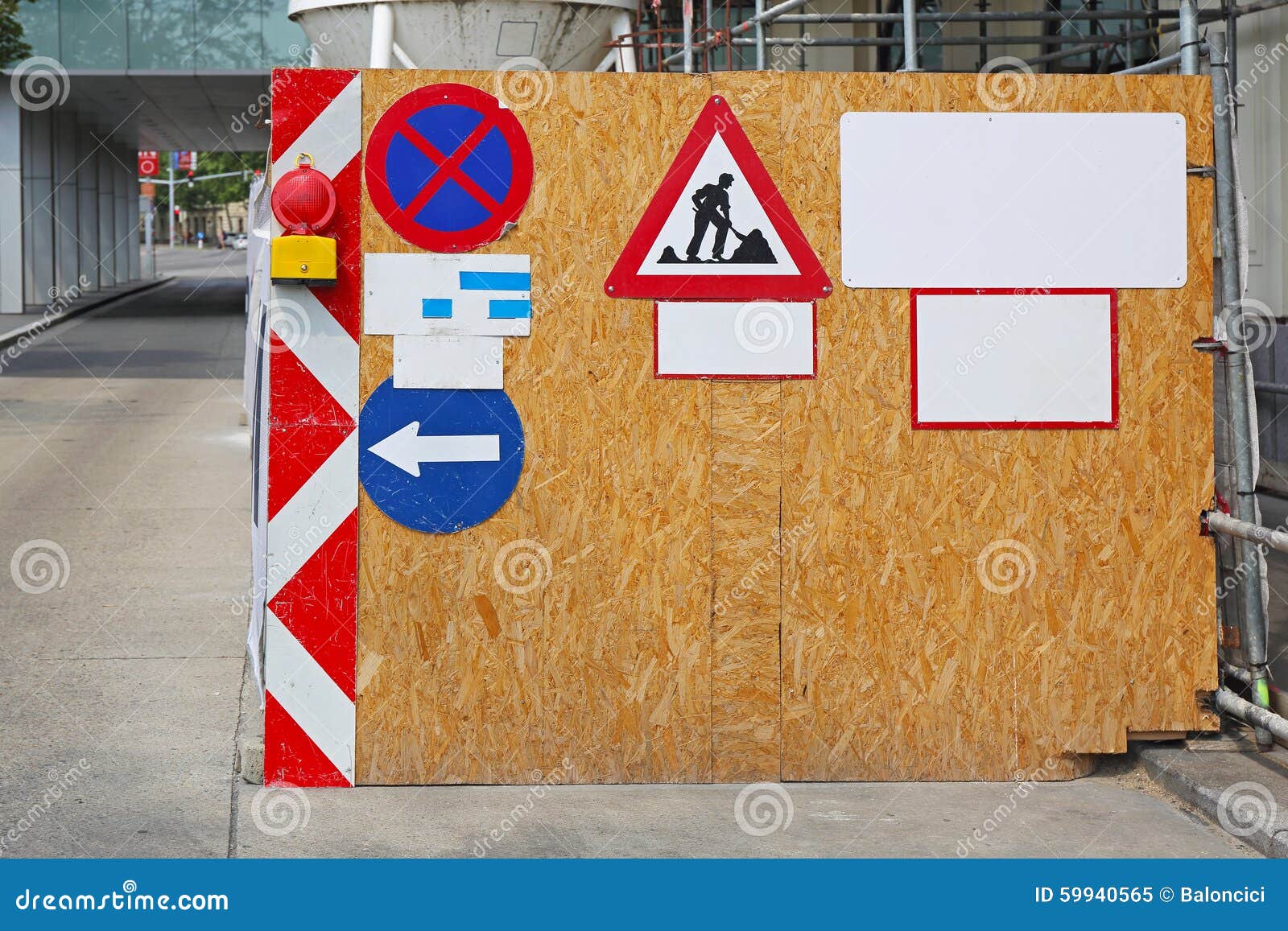 Construction Site Barrier stock image. Image of plywood - 59940565