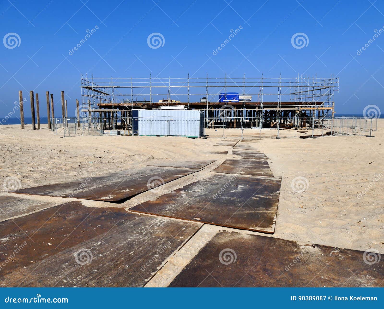 Construction Site on Beach. Building in Progress Stock Image - Image of ...