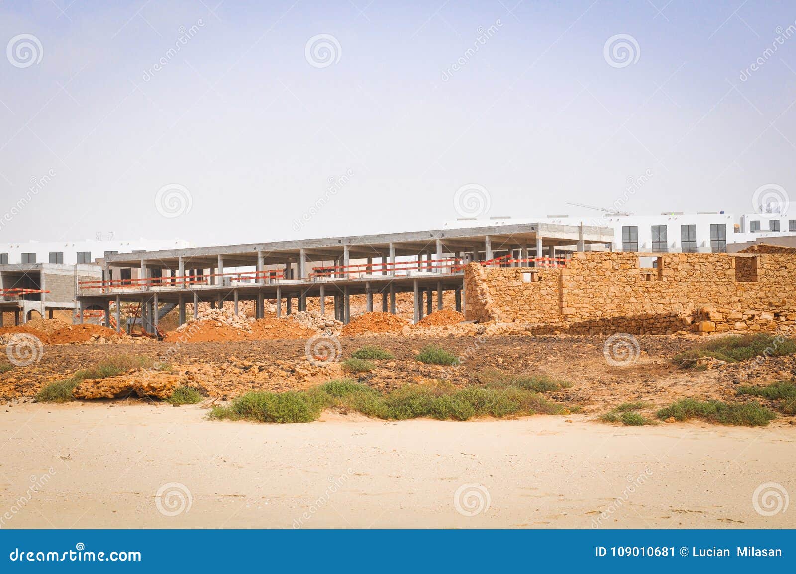 Construction Site at the Beach Stock Image - Image of industry ...