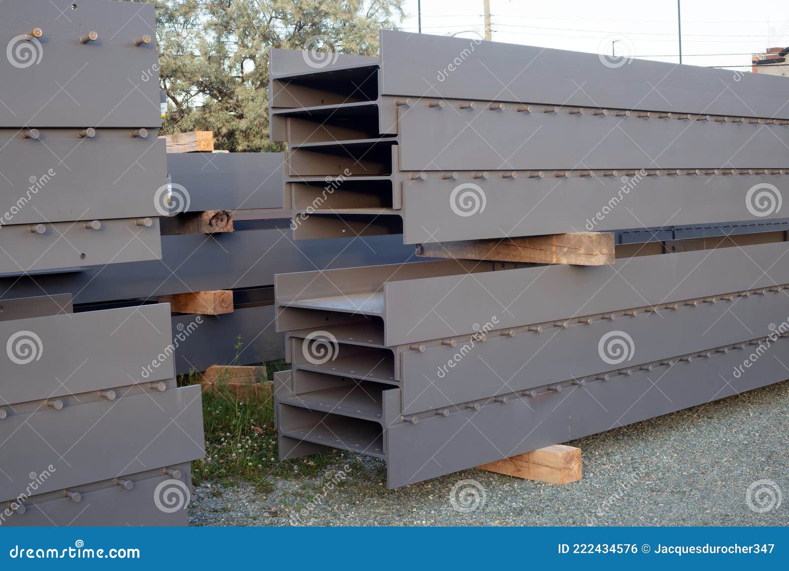 Construction Site Beams Stack H-beam Metal Structure Stock Photo ...