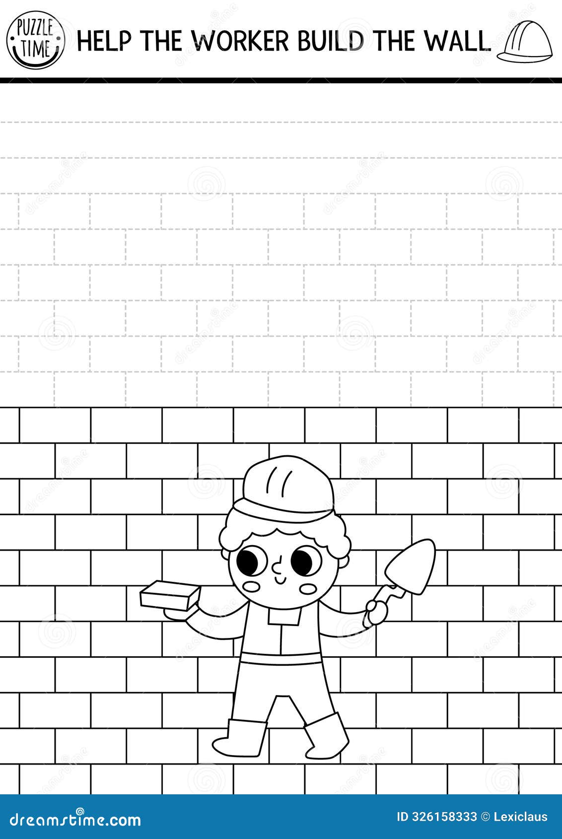 Construction Site Black And White Drawing And Writing Practice Activity ...