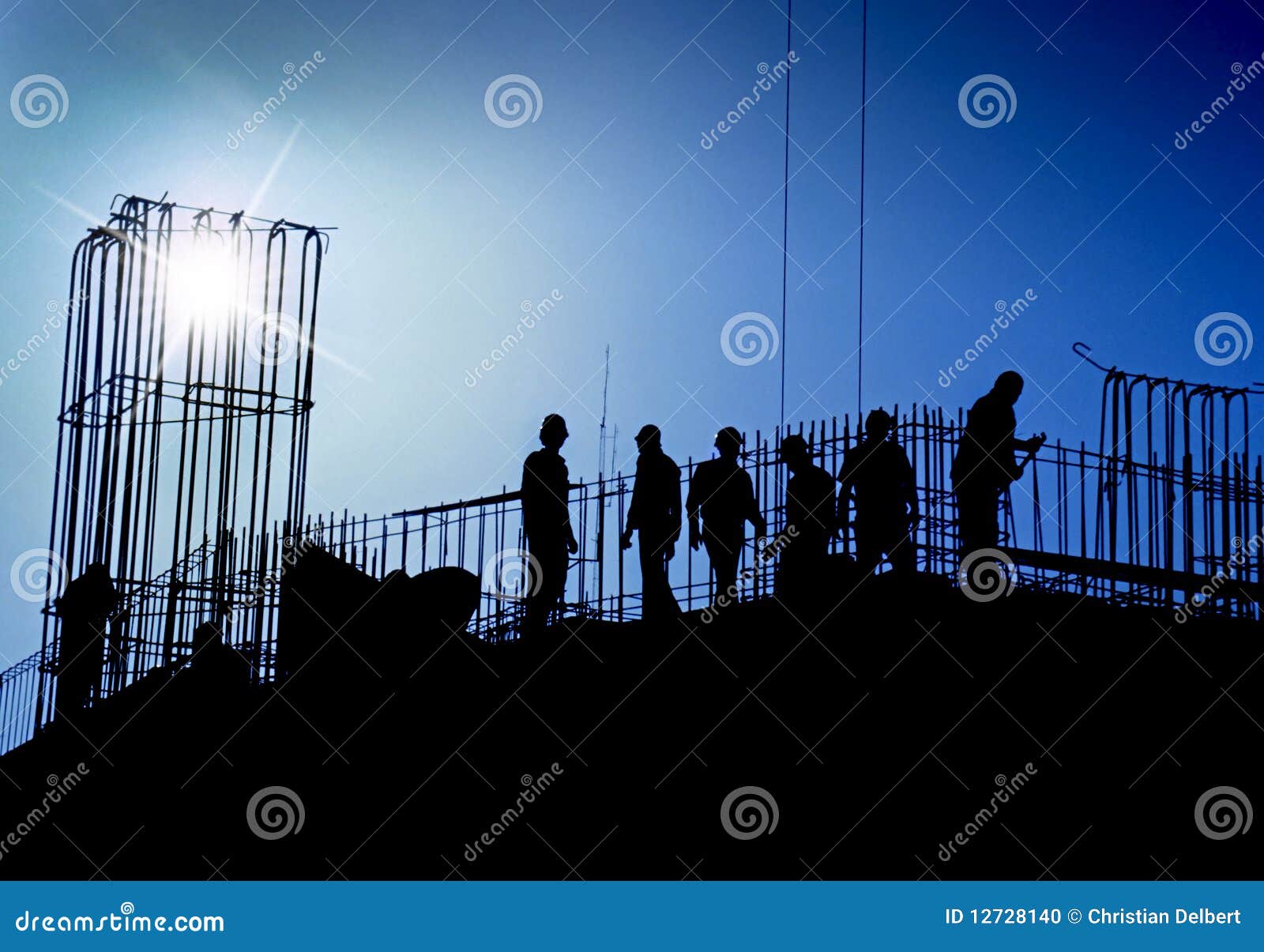 Construction site in blue stock photo. Image of architecture - 12728140
