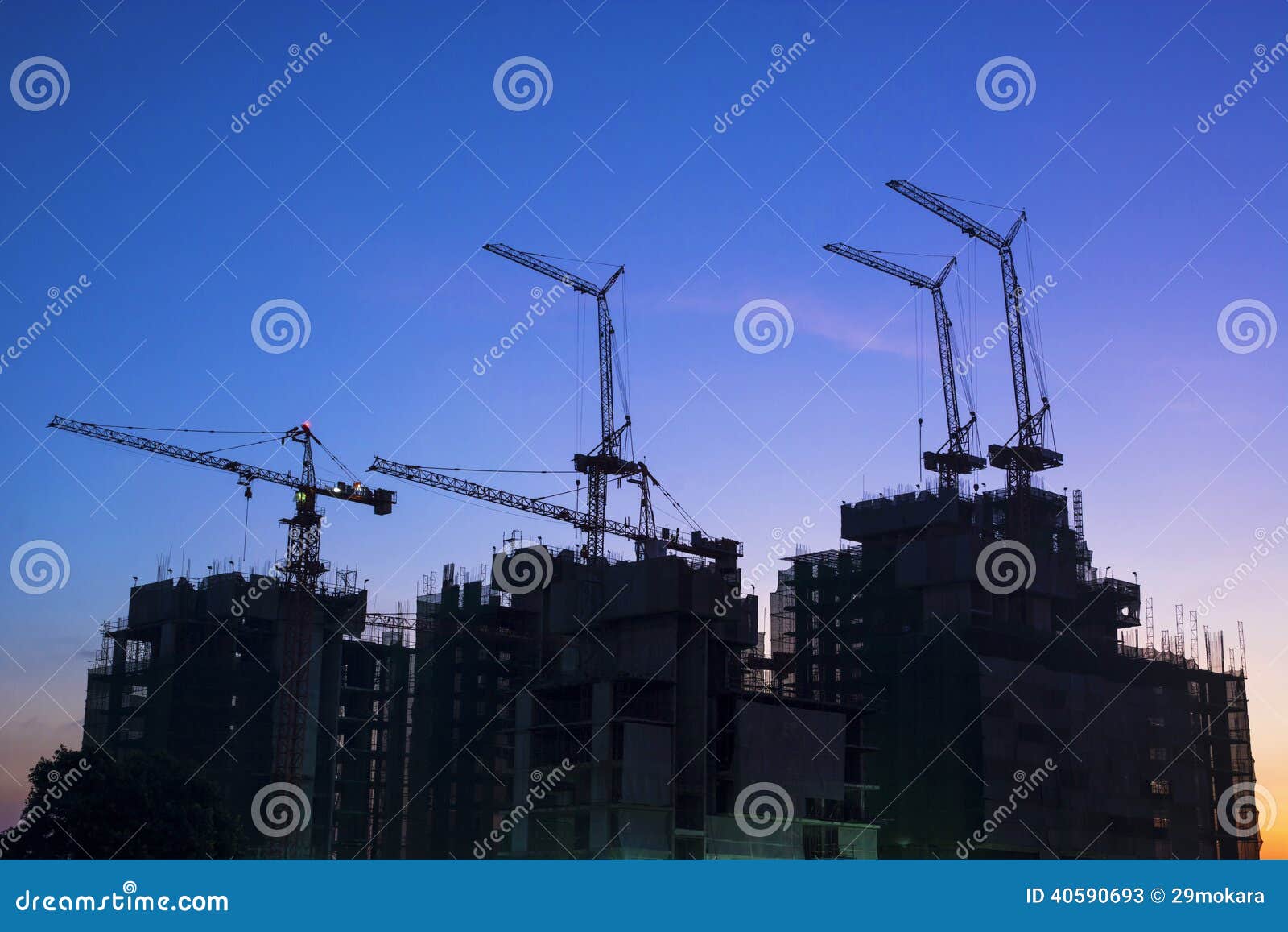 Construction Site with Blue Sky Sunrise Stock Image - Image of ...
