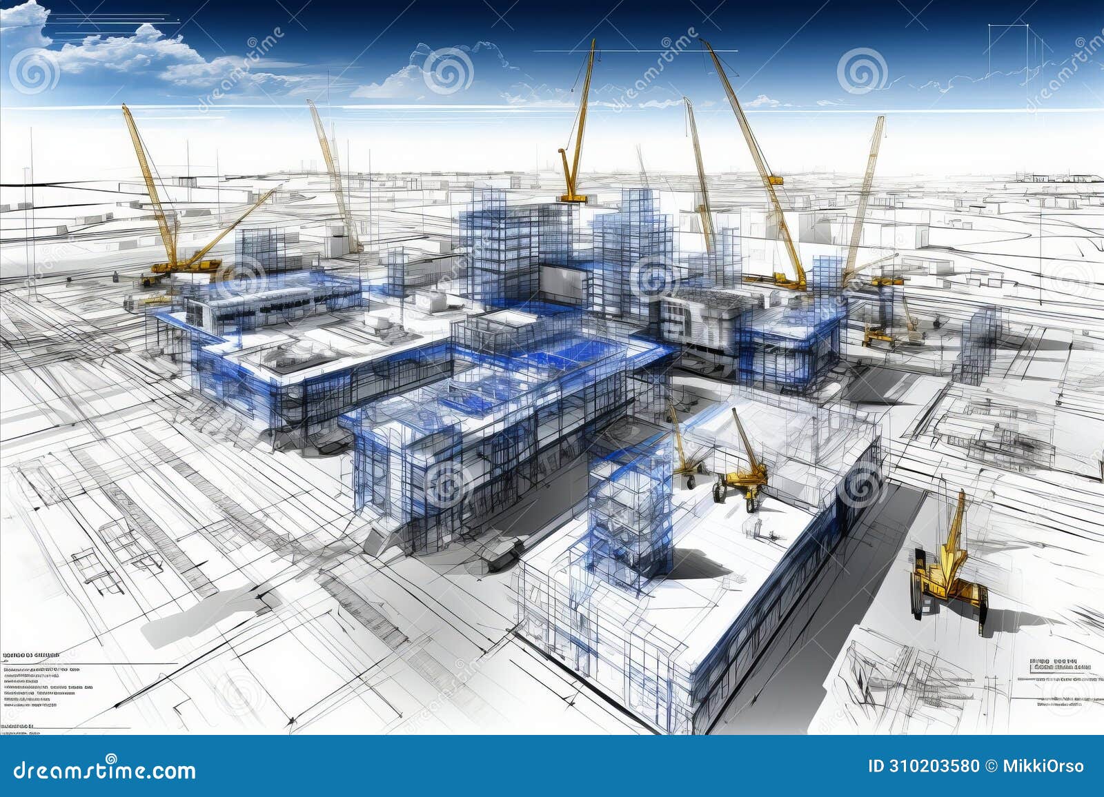 Construction Site Blueprint. Abstract Concept with Architectural and ...