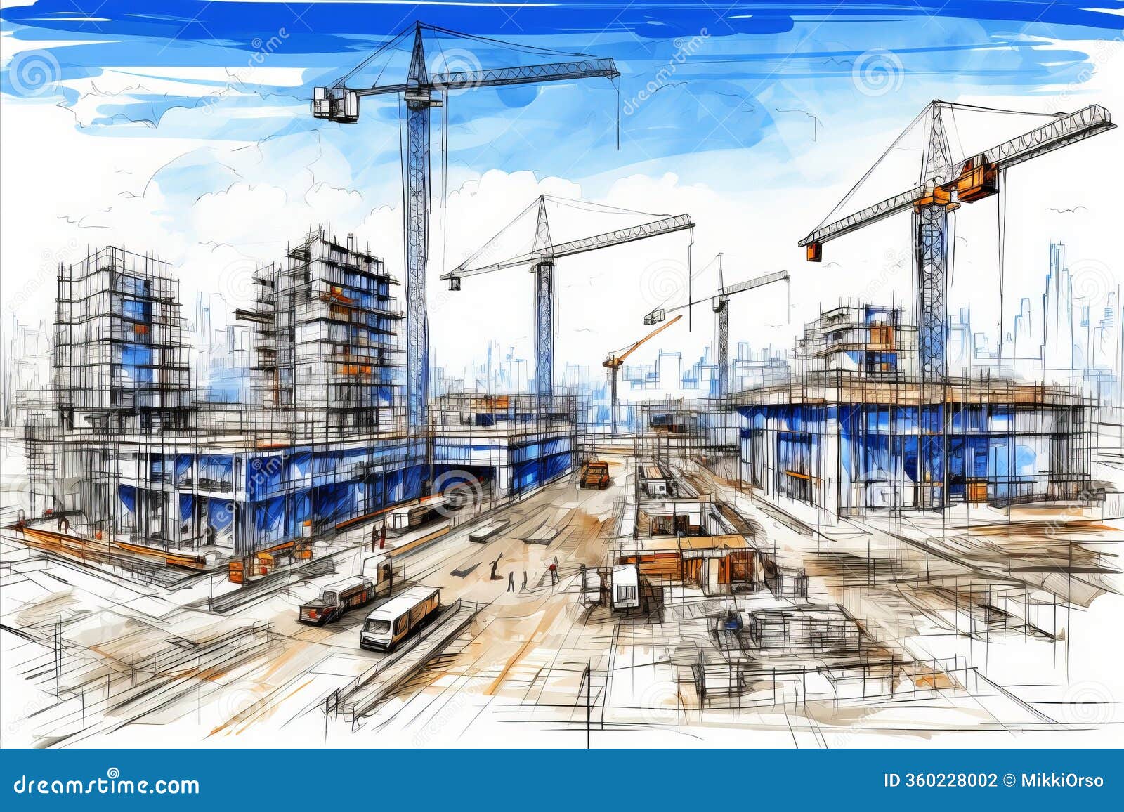 Construction Site Blueprint Abstract Concept for Building Design and ...