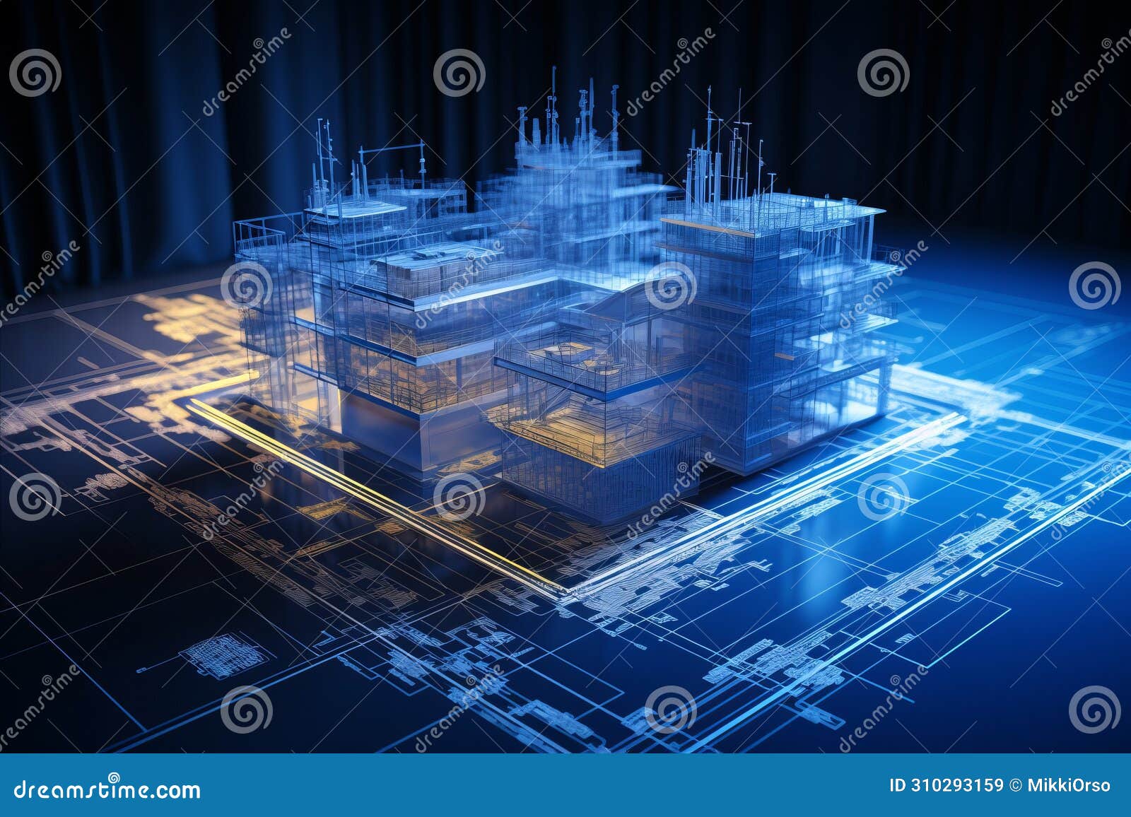 Modern House Being Built on Detailed Architectural Blueprints for ...