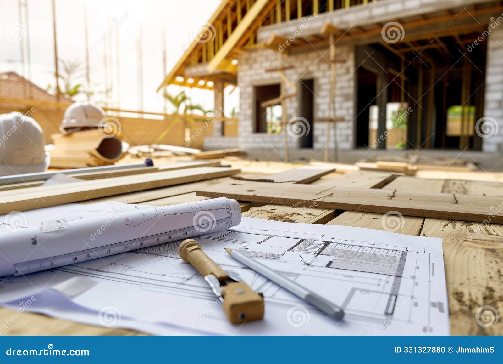 Construction Site Blueprint Stock Illustration - Illustration of ...