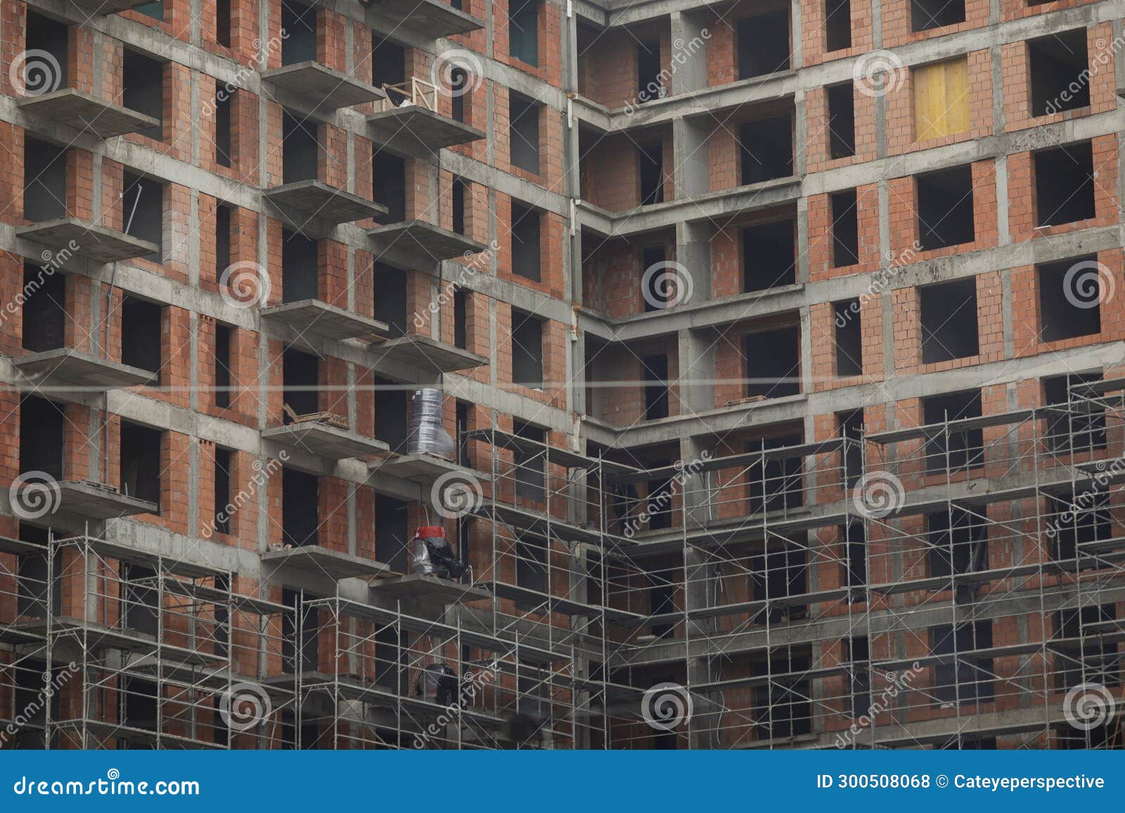 Construction Site of a Brick Tall Building in Bucharest, Romania Stock ...
