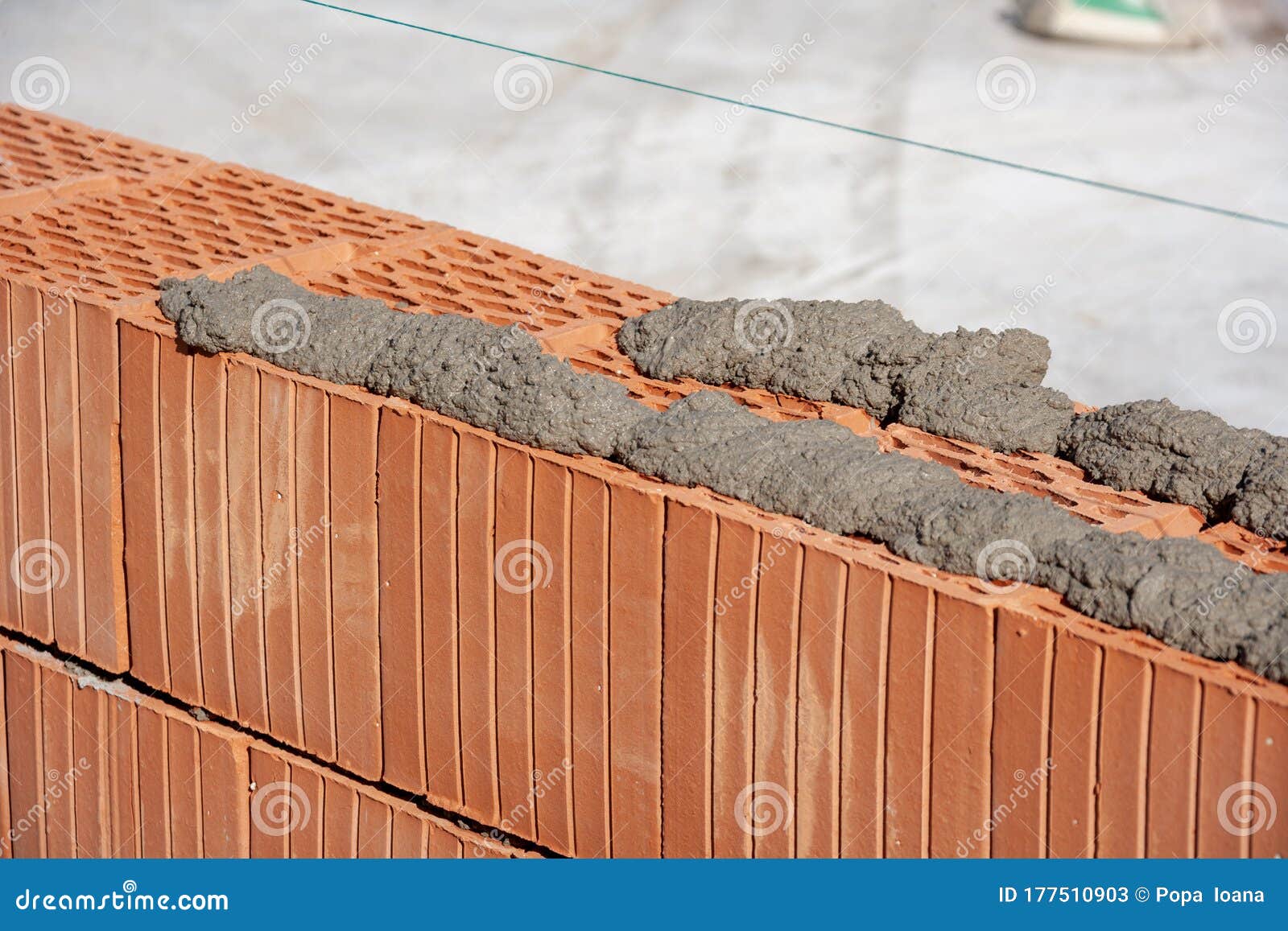 Construction Site. Brick Wall and Mortar Stock Image - Image of ...