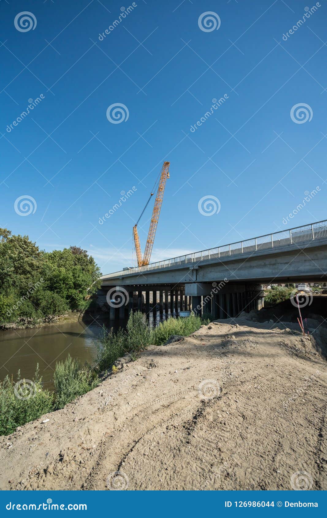 On a Construction Site of a Bridge Stock Photo - Image of steel, modern ...