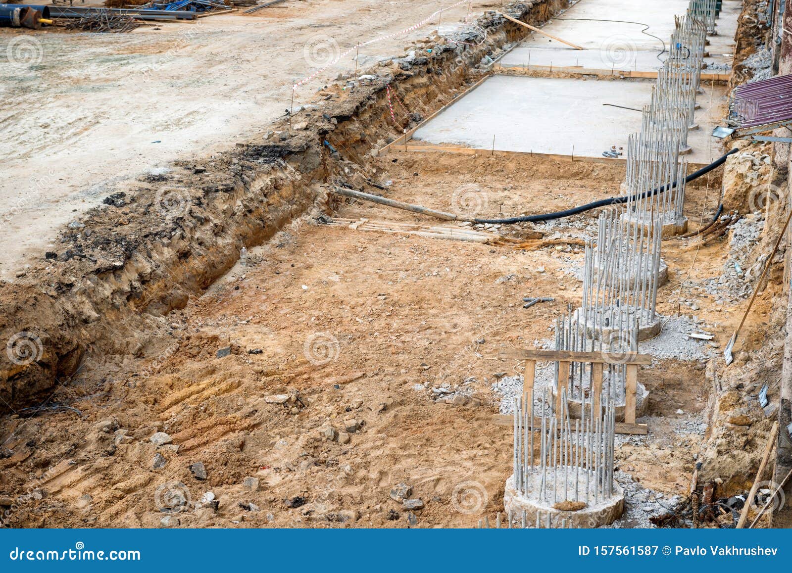 Construction Site with Building Column Stock Image - Image of growth ...