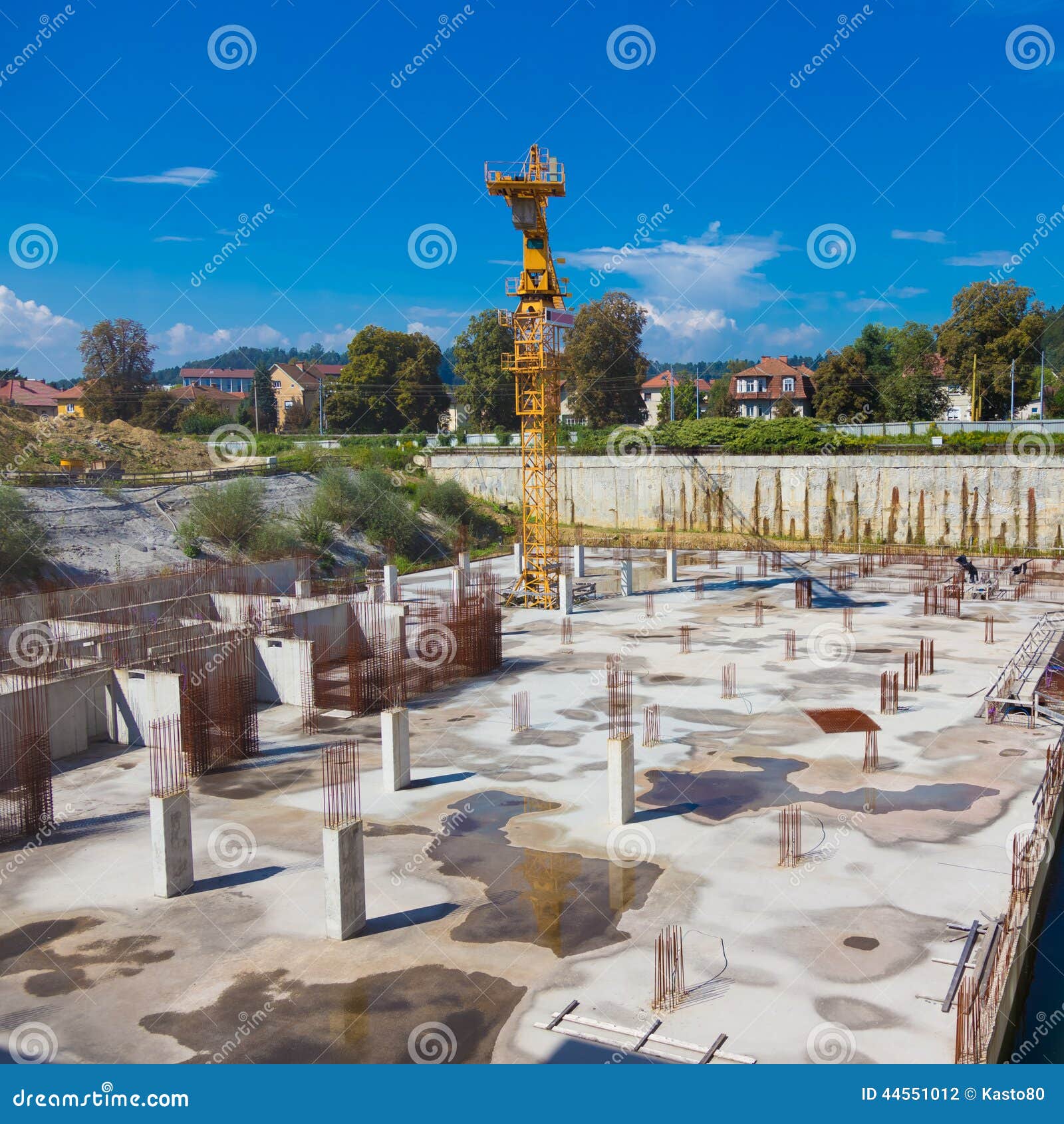 Construction Site. Building Foundation. Stock Photo - Image of ...