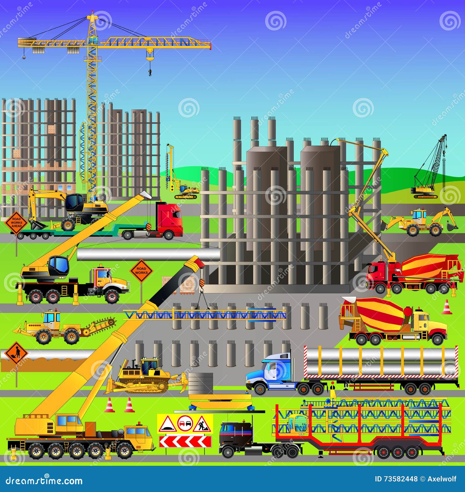 Construction Site, Building a House. Vector Illustration Stock Vector ...