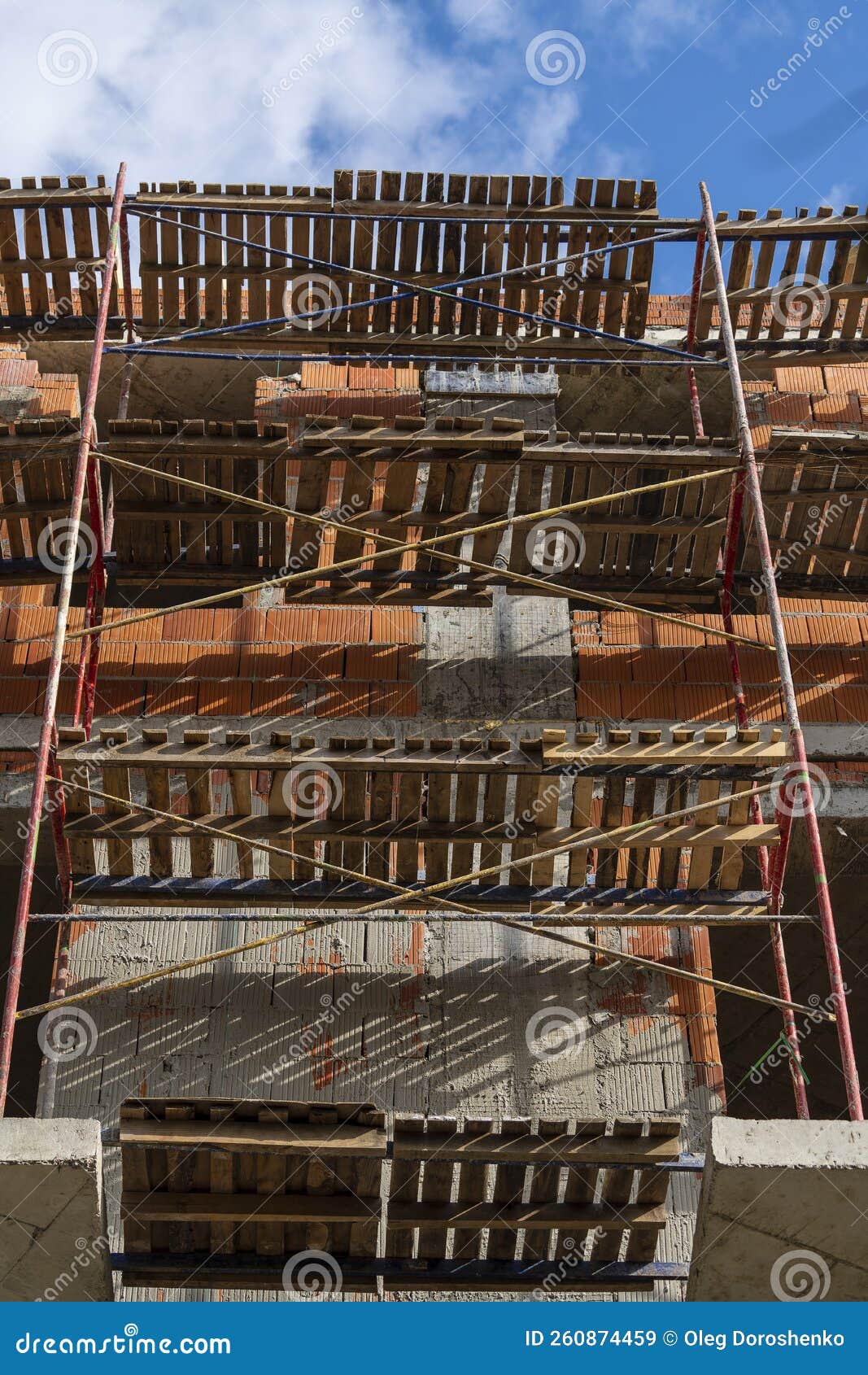 Construction Site with Building and Scaffolding, Closeup Stock Image ...