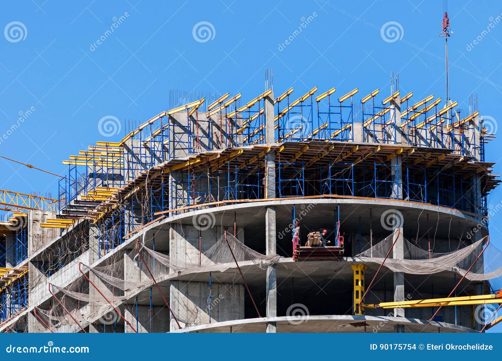 Scaffolding On A Multistory Building. Warming Of The Outer Wall Panel ...