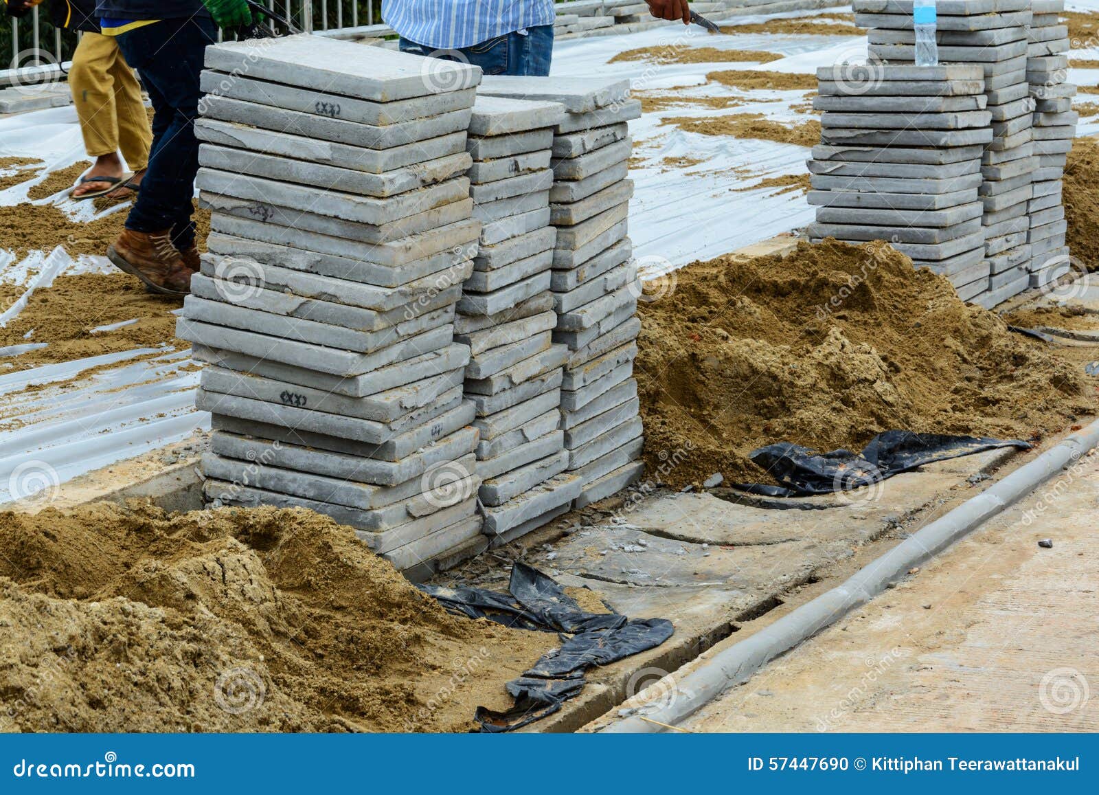 Construction Site Building Sidewalk Pavement Stock Photo - Image of ...