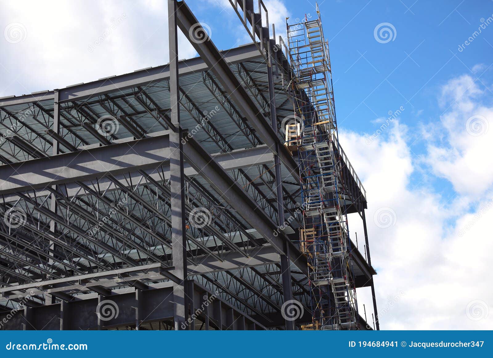 Construction Site Building Tower Metal Structure Roof Beams Stock Image ...