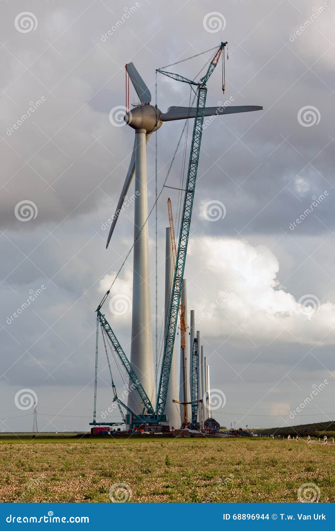 Construction Site for Building Wind Turbines in the Netherlands Stock ...