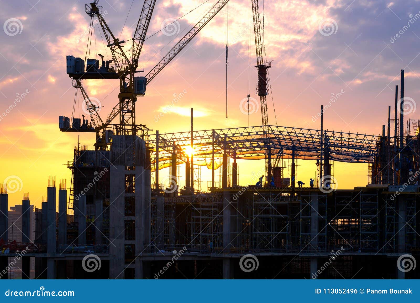 Construction Site Busy Operate in Beginning of Building Stock Photo ...