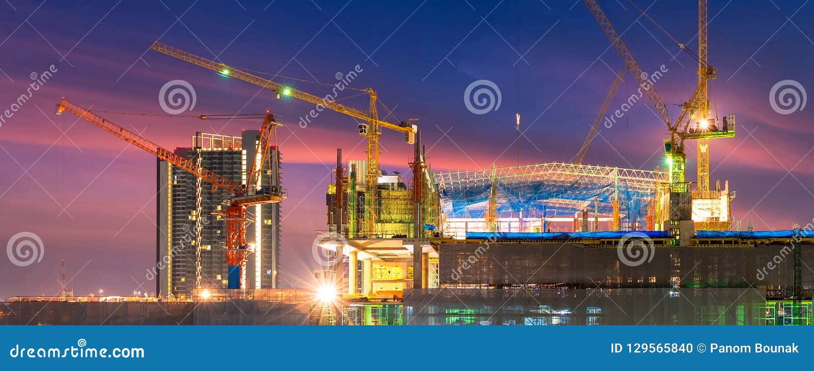 Construction Site Busy Operate In Beginning Of Building New Complex ...