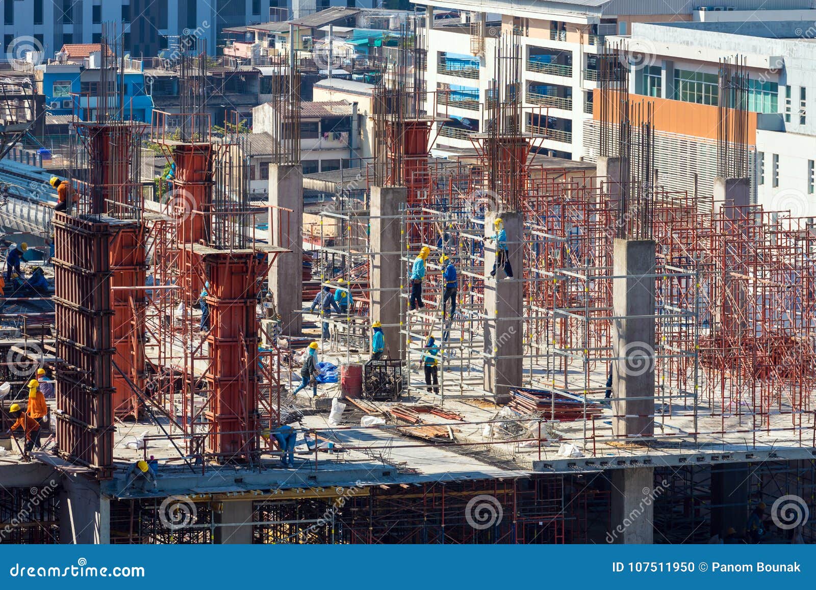Construction Site Busy Operate in Beginning of Building Stock Photo ...