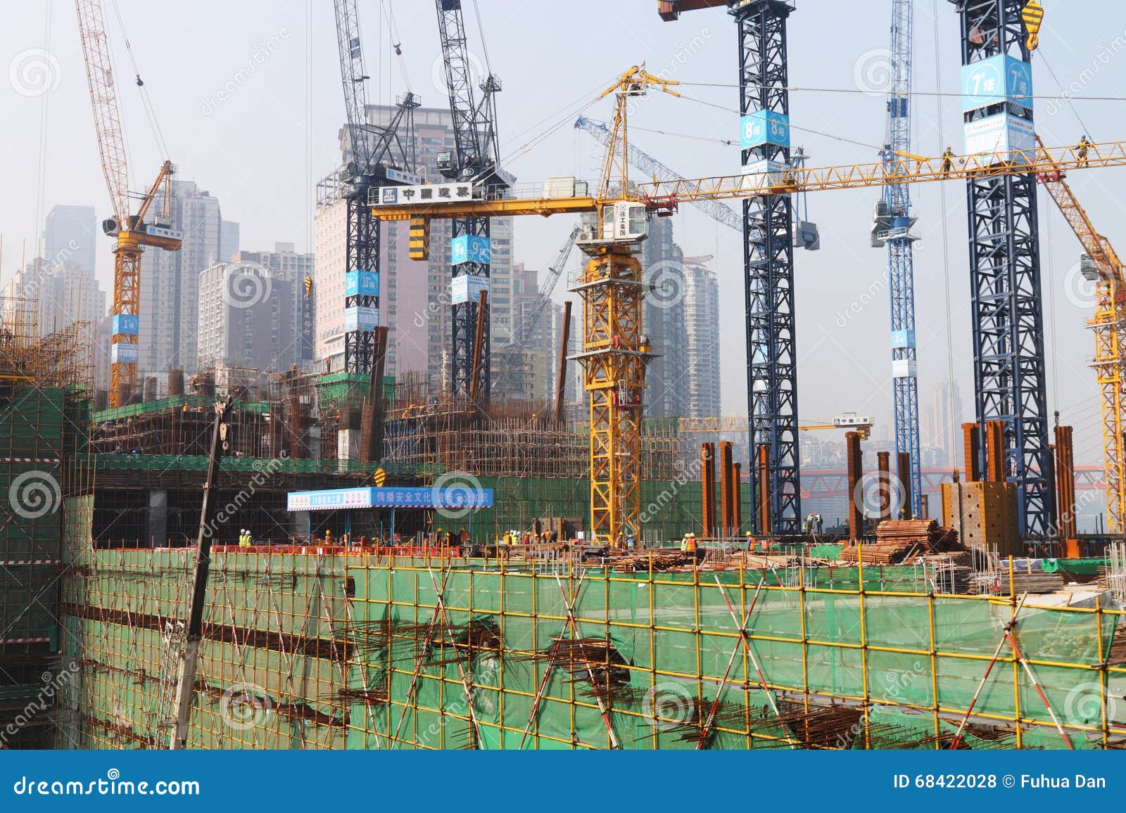 Construction site editorial stock photo. Image of building - 68422028