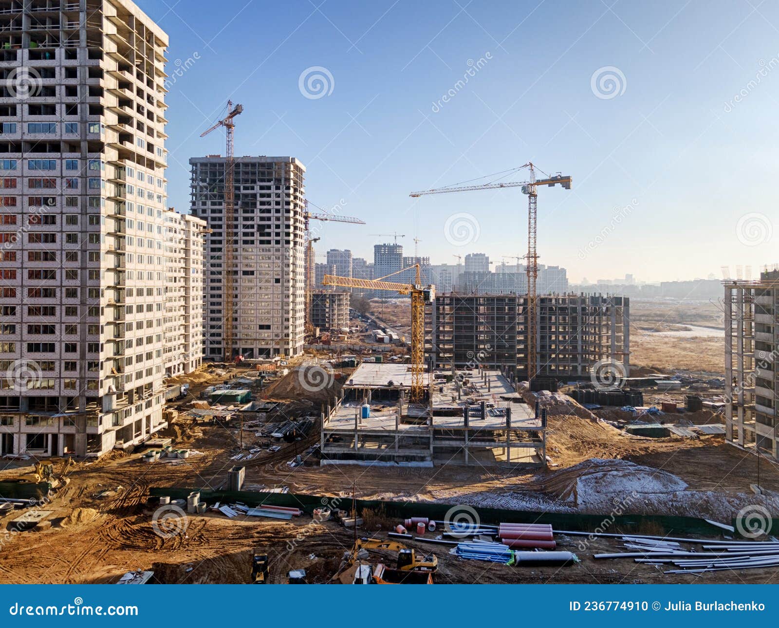 Construction Site in a City Stock Photo - Image of blue, market: 236774910