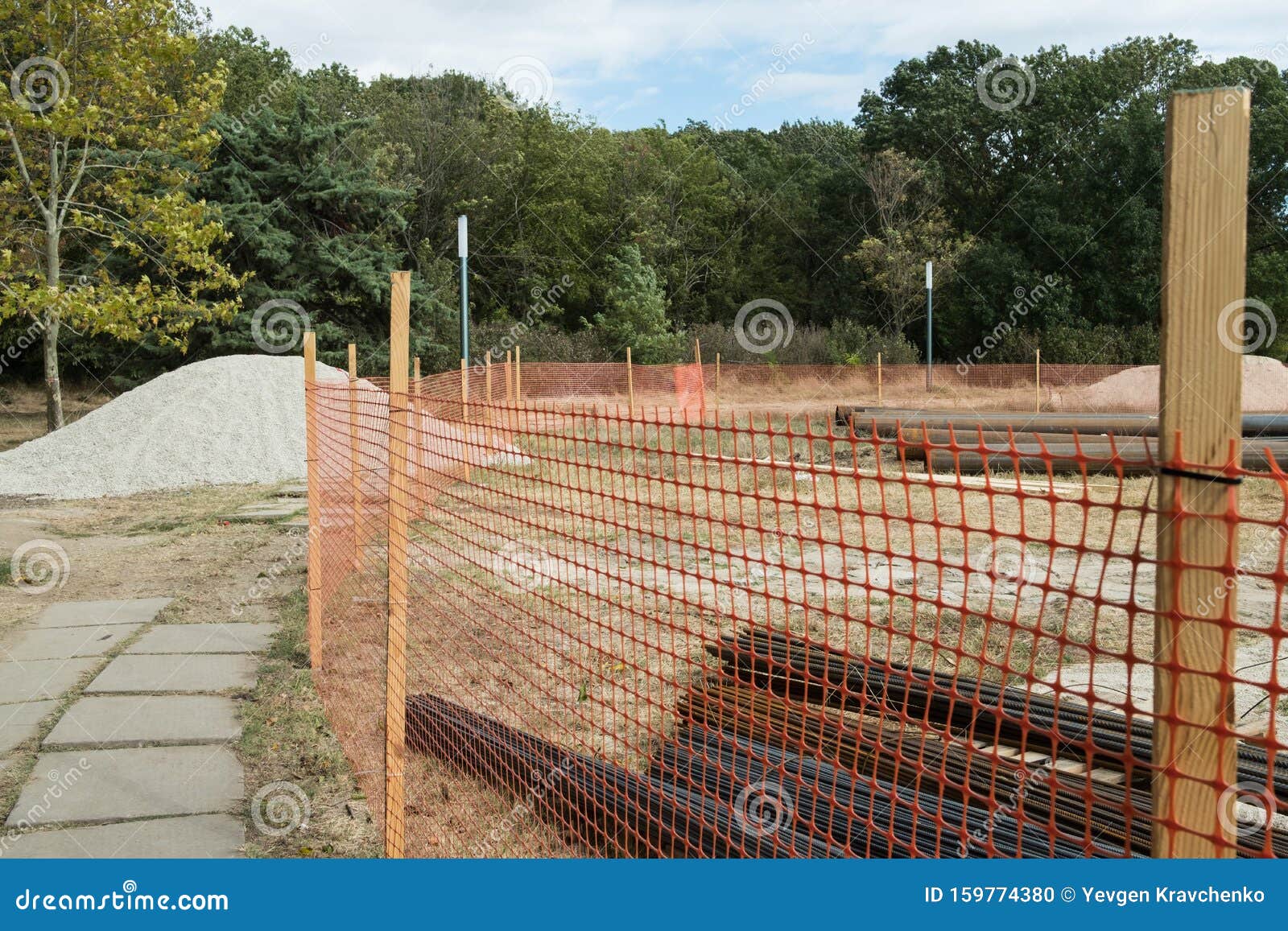 Construction Site in a City Park. Building Materials Outdoors Stock ...