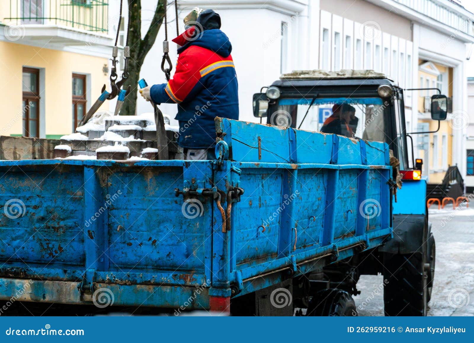 Construction Site in the City in Winter. Workers Work at the Facility ...