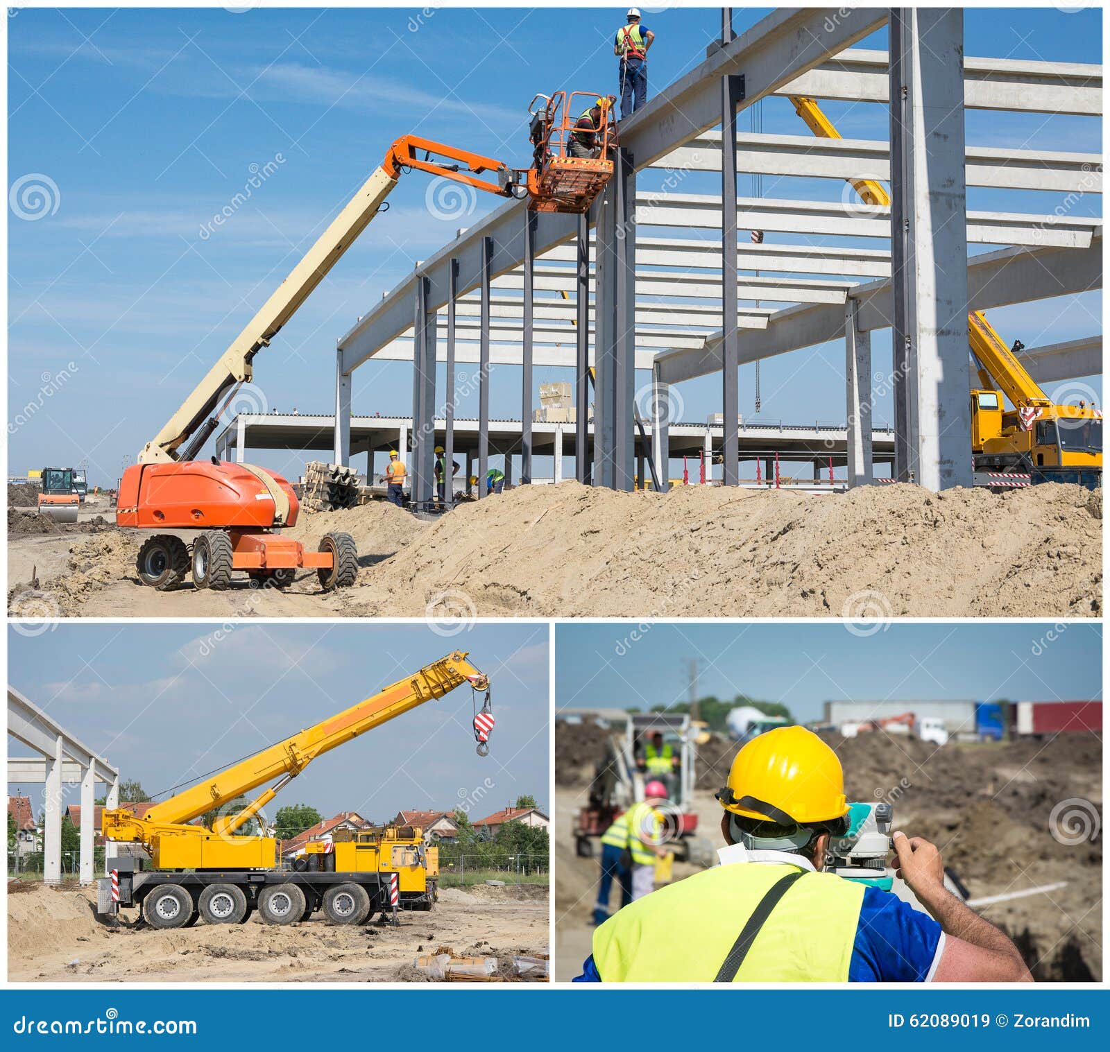Construction site collage stock image. Image of blue - 62089019