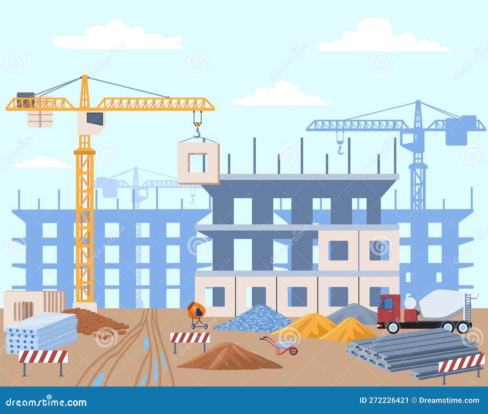 Construction site concept stock vector. Illustration of foundation ...