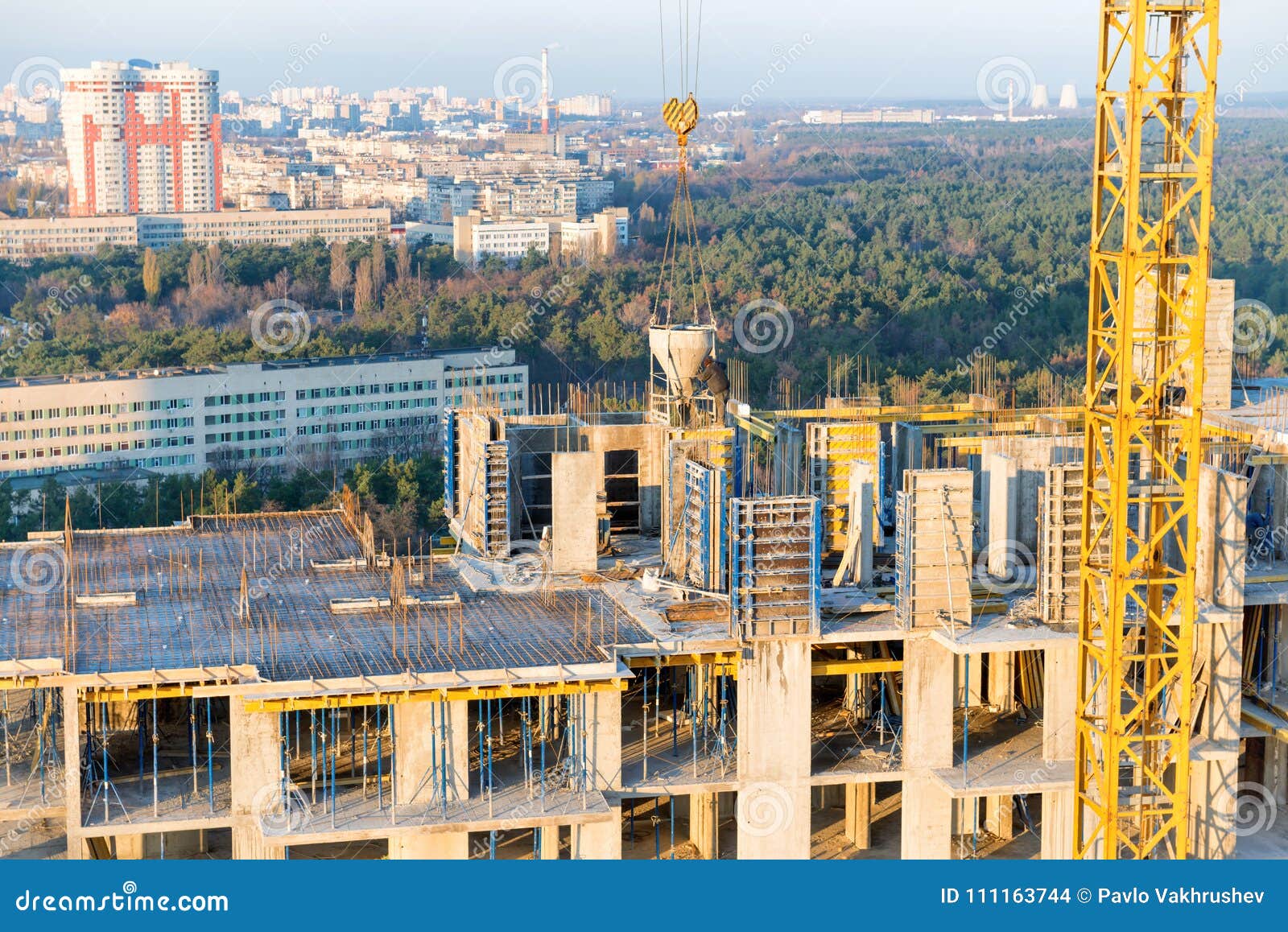 Construction Site with Concrete Blocks Stock Photo - Image of high ...