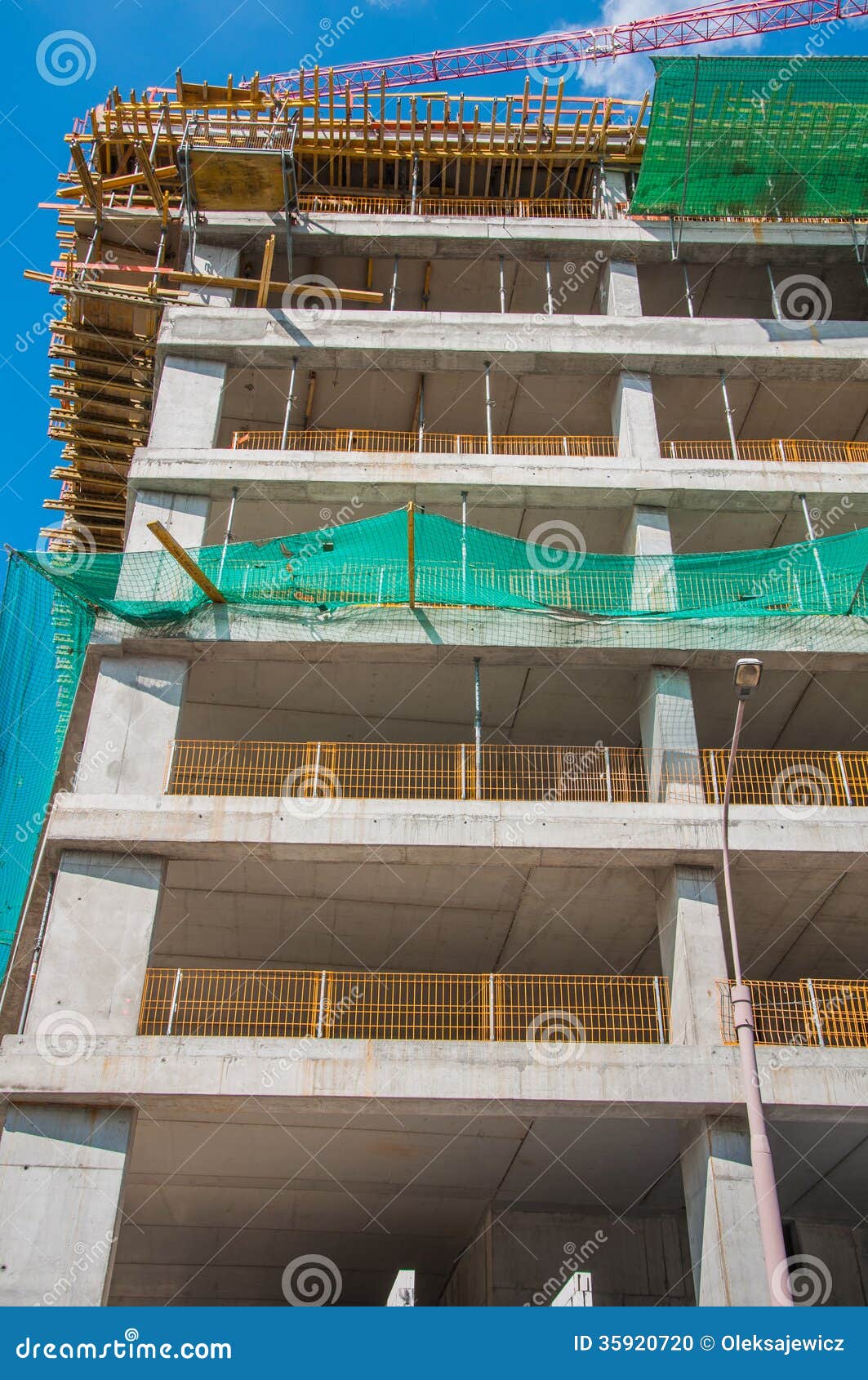 Construction Site with Concrete Building Stock Photo - Image of high ...