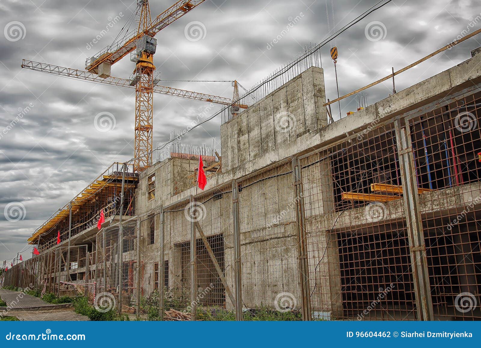 Construction Site. Concrete Monolithic Walls in the Formwork ...