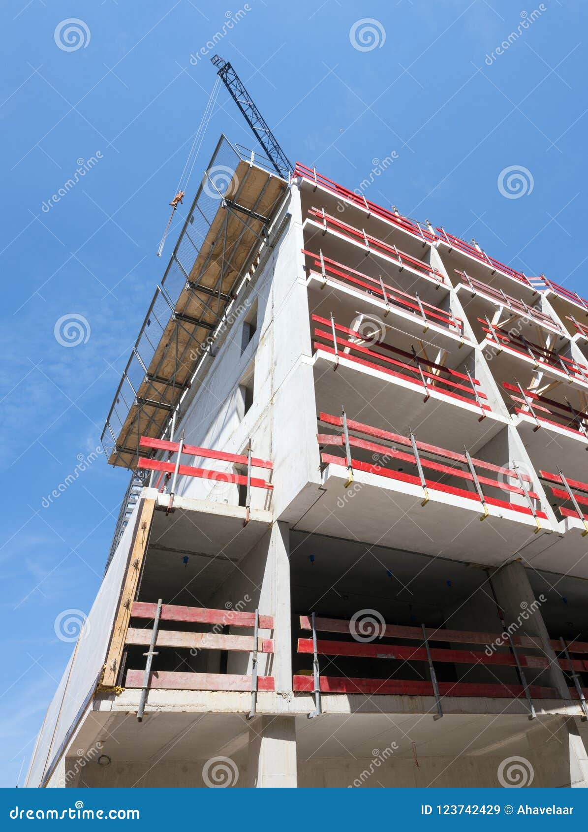 Construction Site with Concrete Structure and Red Planks for Safety ...