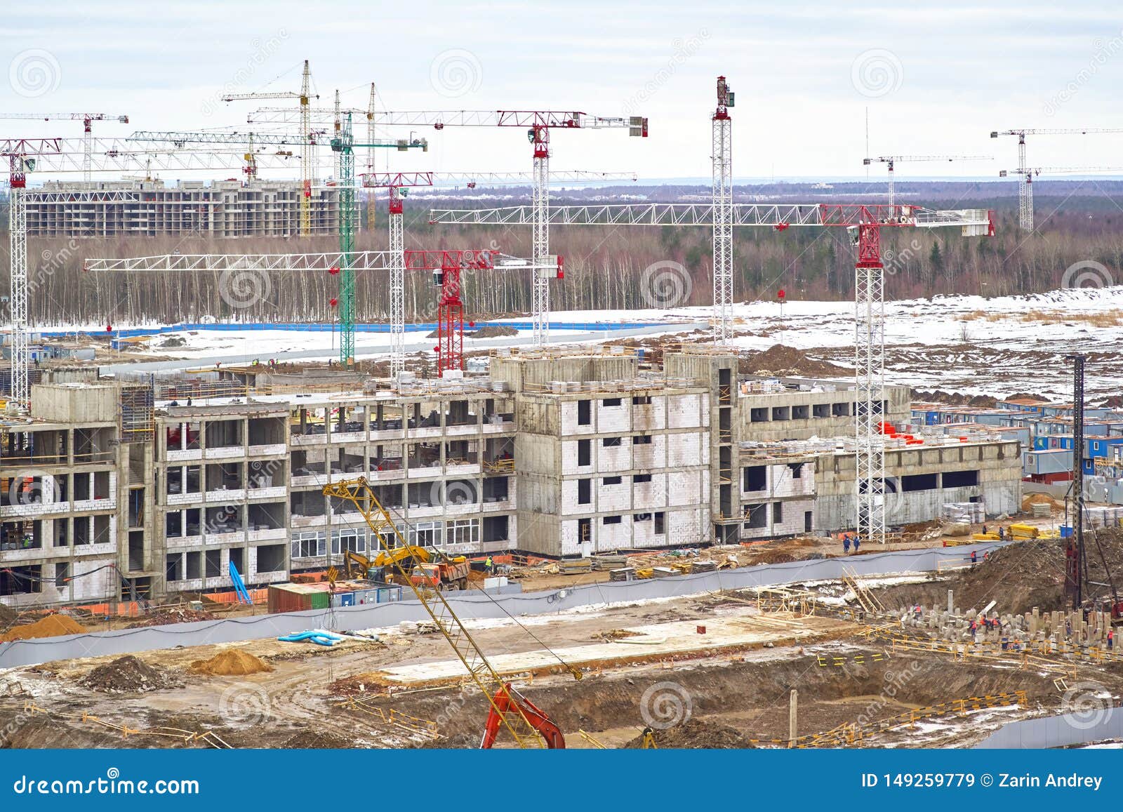 Construction Site, Construction of a Large Residential Complex Against ...