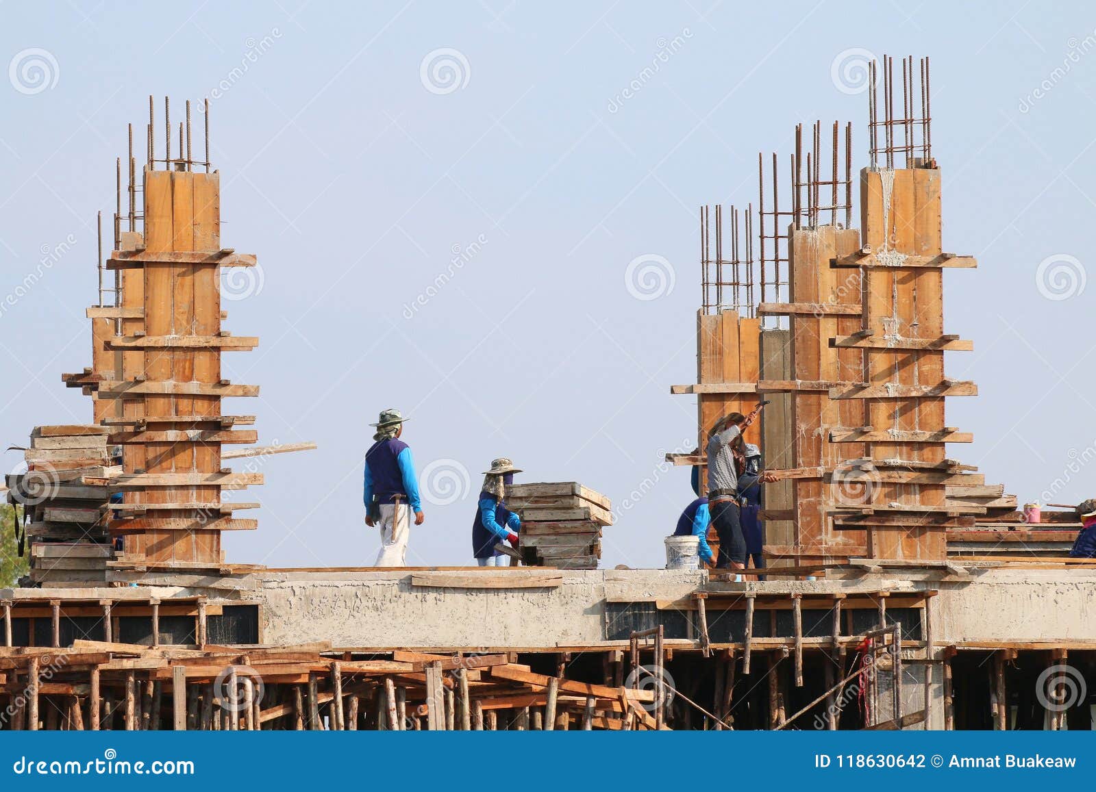 Construction Site and Construction Workers Area, People are Working on ...