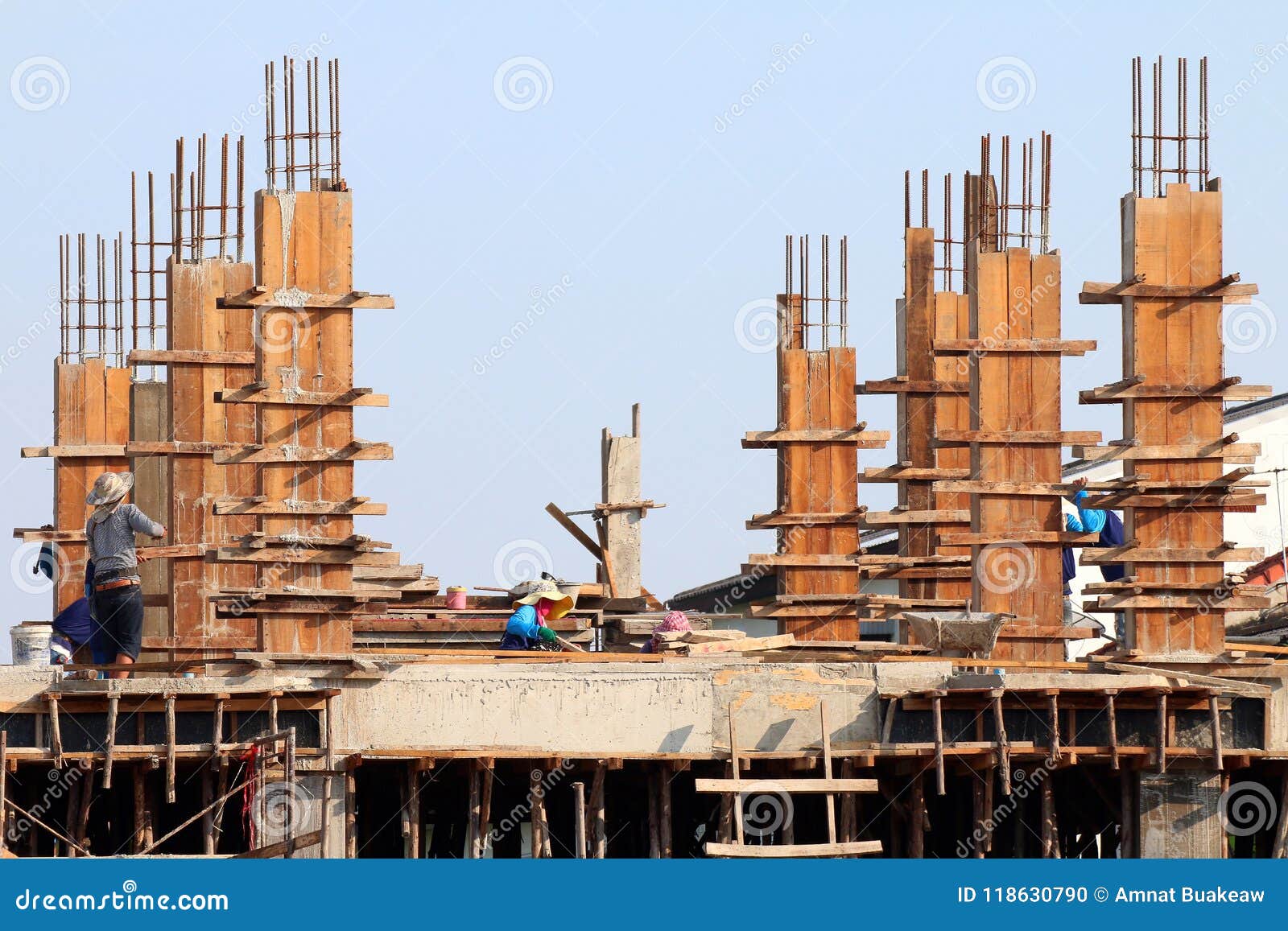 Construction Site and Construction Workers Area, People are Working on ...