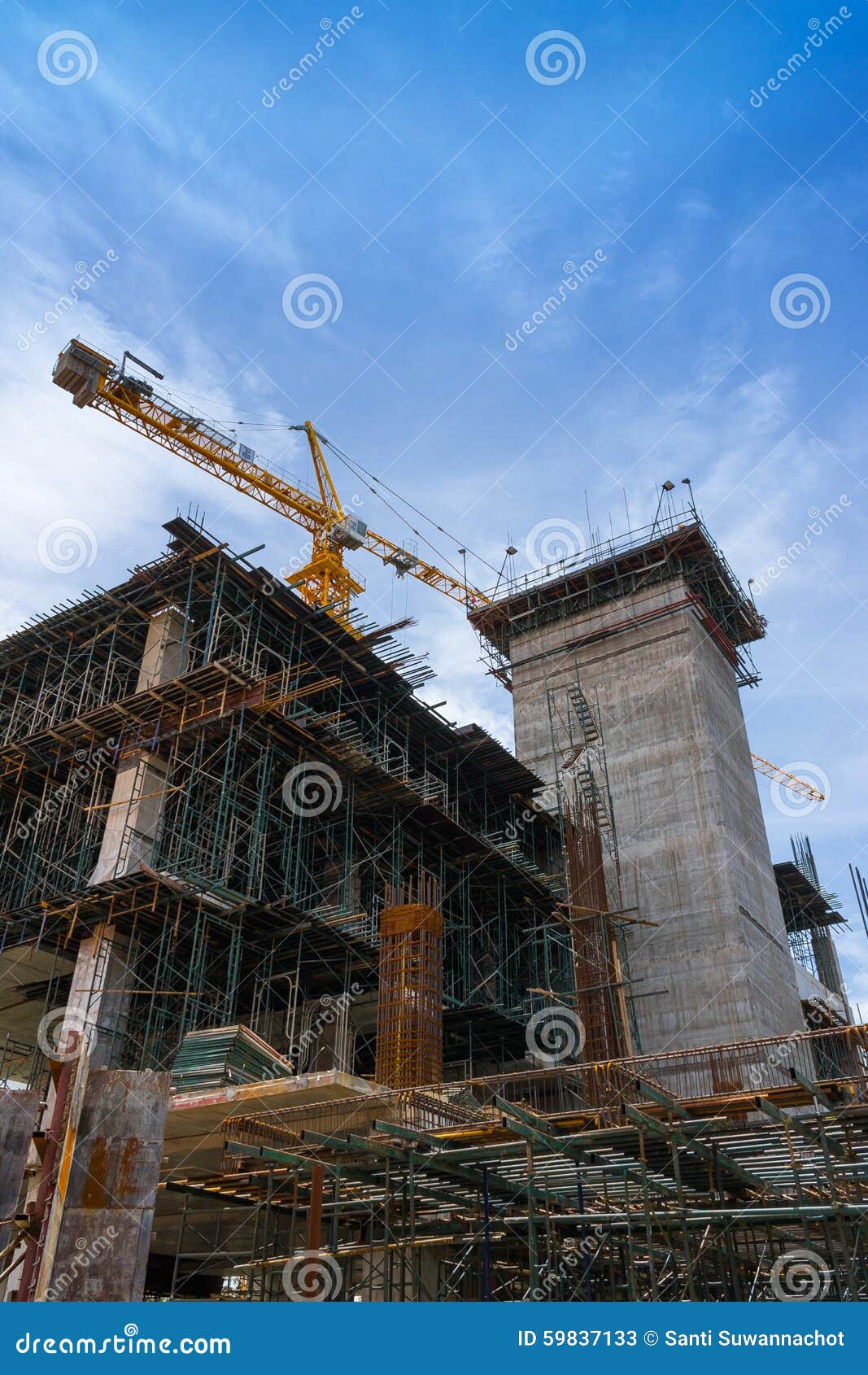 Construction Site with Crain Stock Image - Image of business, machine ...