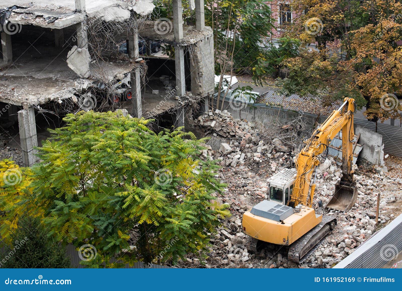 Construction Site Cran and Tractor Destroying Stock Image - Image of ...