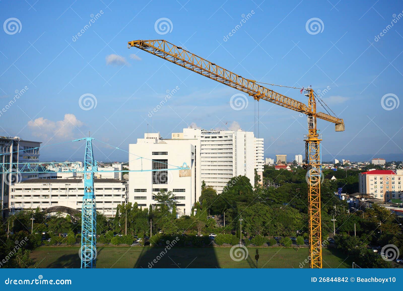 Construction Site with Crane Stock Photo - Image of concrete, highrise ...