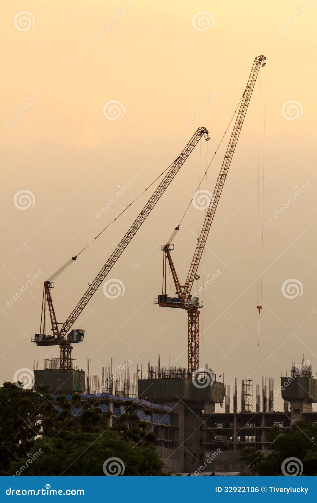 Construction Site with Crane and Building Stock Photo - Image of ...
