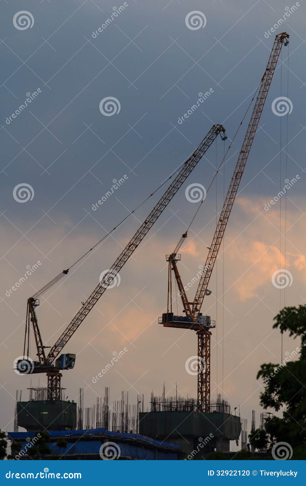 Construction Site With Crane And Building Stock Photo - Image of ...