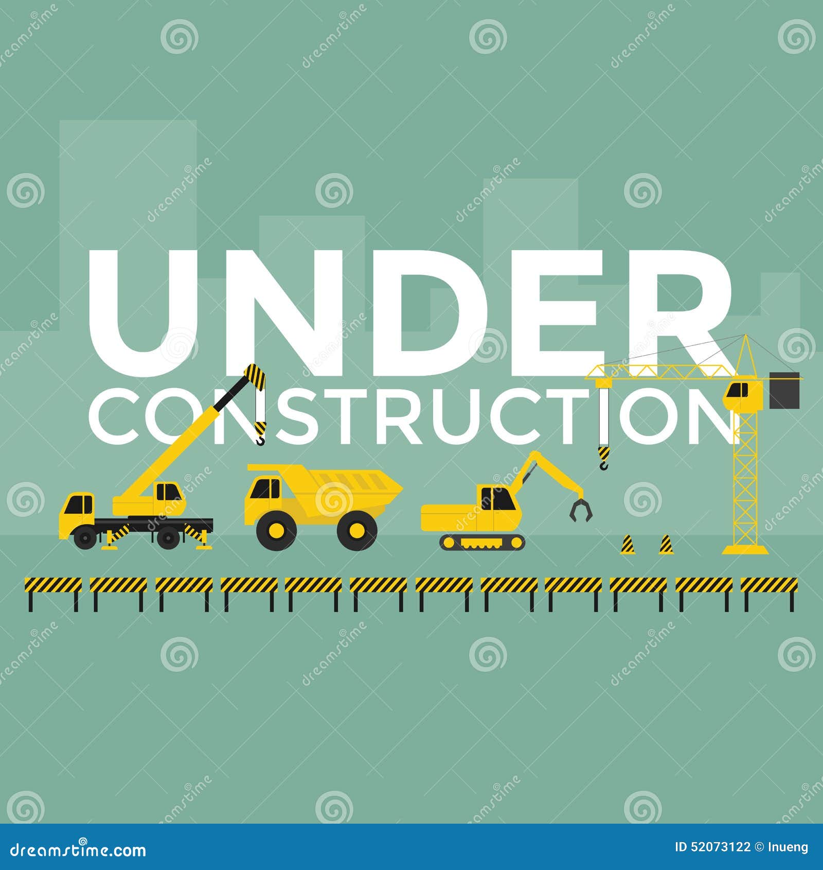 Construction Site Crane Building Under Construction Text Stock Vector ...
